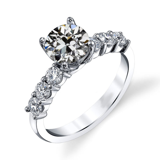 Round Old Miner Diamond Engagement Ring Prong Set Gold 5 Carats from ...